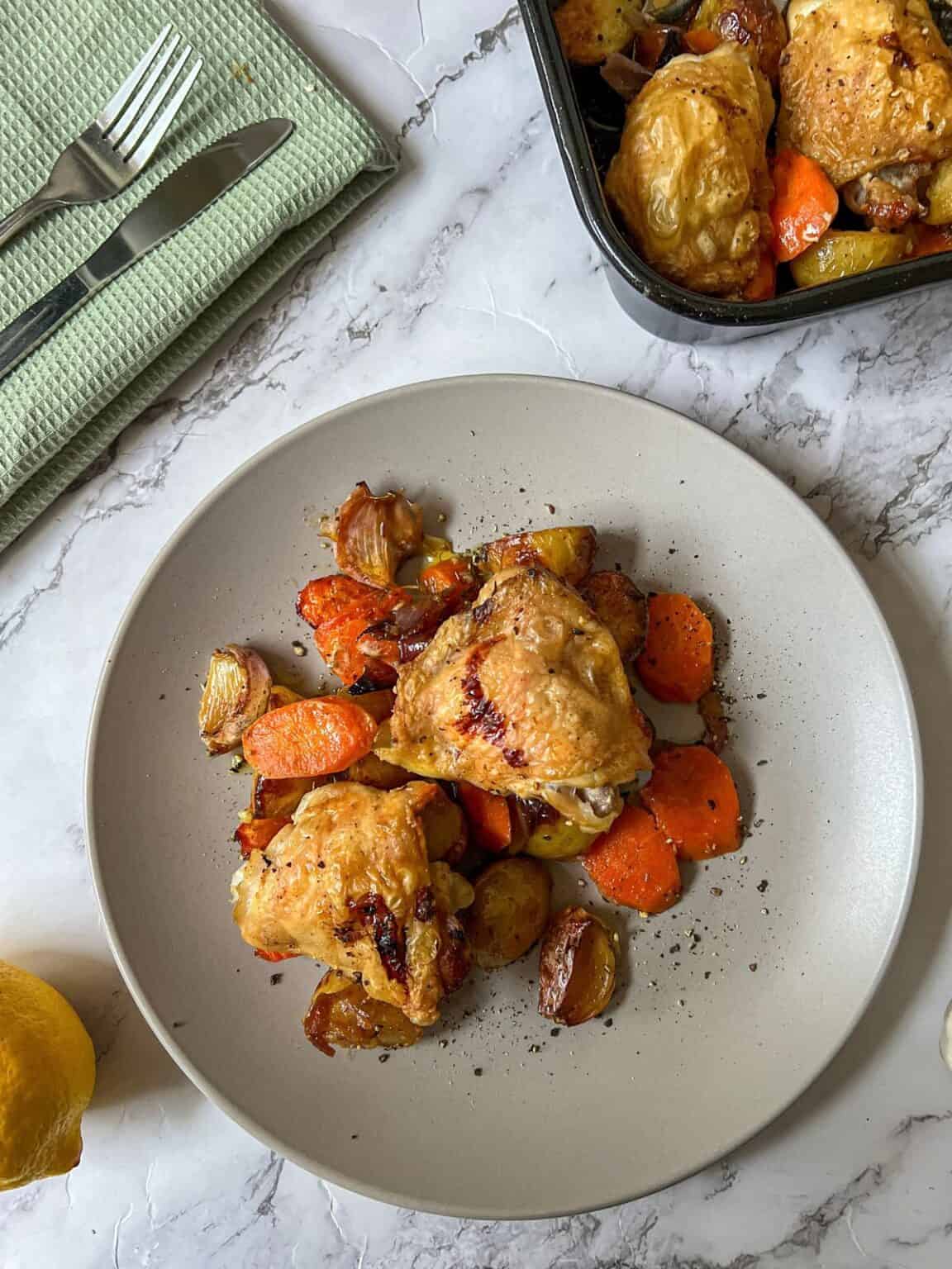 Lemon and Garlic Chicken Tray Bake - The Scatty Mum